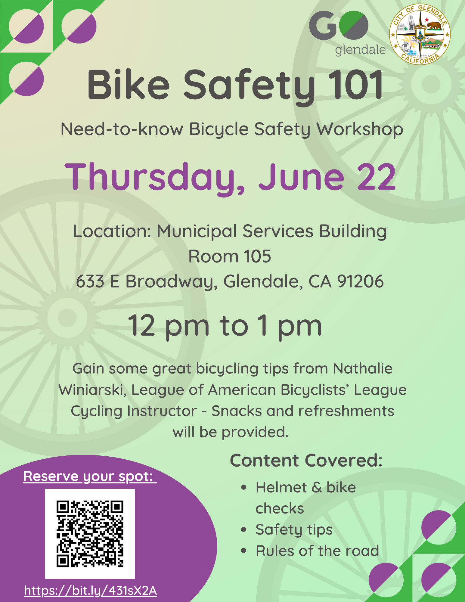 Come By Glendale's Bike Safety Workshop on June 22nd! - Go Glendale